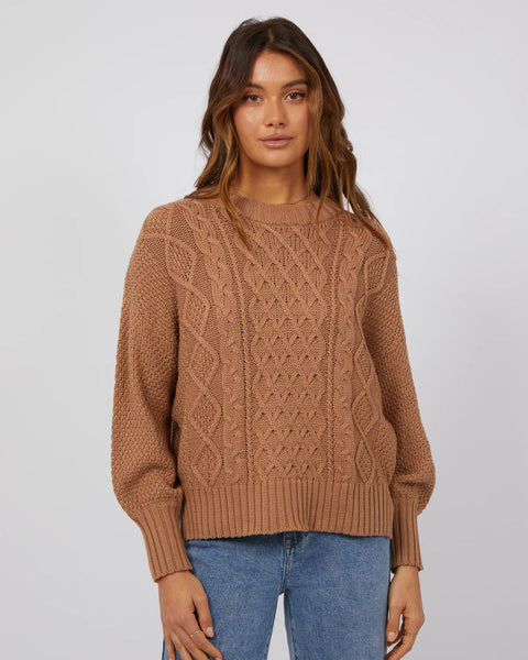 All About Eve - RUE KNIT SWEATER TAN – Clover and Co