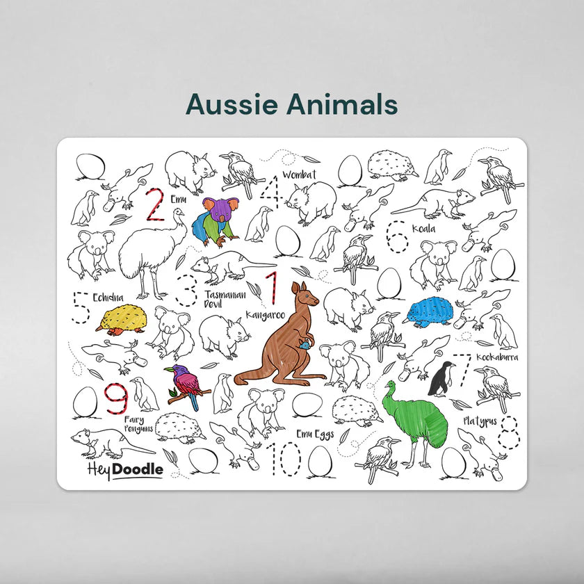 HeyDoodle - Aussie Animals Classic Colouring & Doodle Mat – Clover and Co