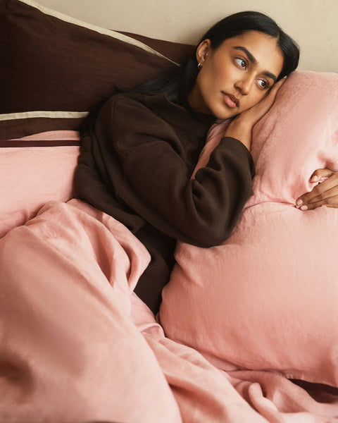 Hommey - Linen Flat Sheet - Rhubarb - King – Clover and Co