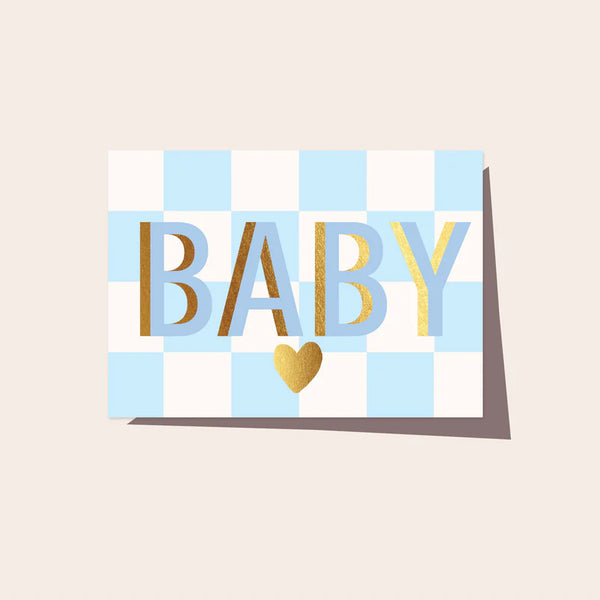 Elm Paper - CHECKERS BABY CARD BLUE – Clover and Co