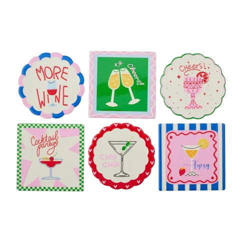 Coast To Coast Home - Cocktail Ceramic Coaster - 10cm (Set Of 6 ...